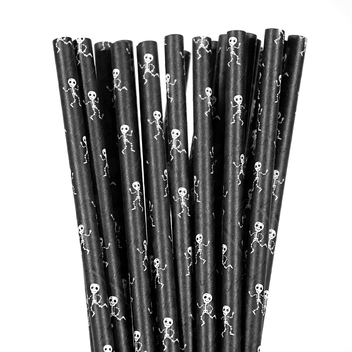 Black Dancing Skeleton Halloween Paper Straws 24-Pcs Pack — Brew Glitter®
