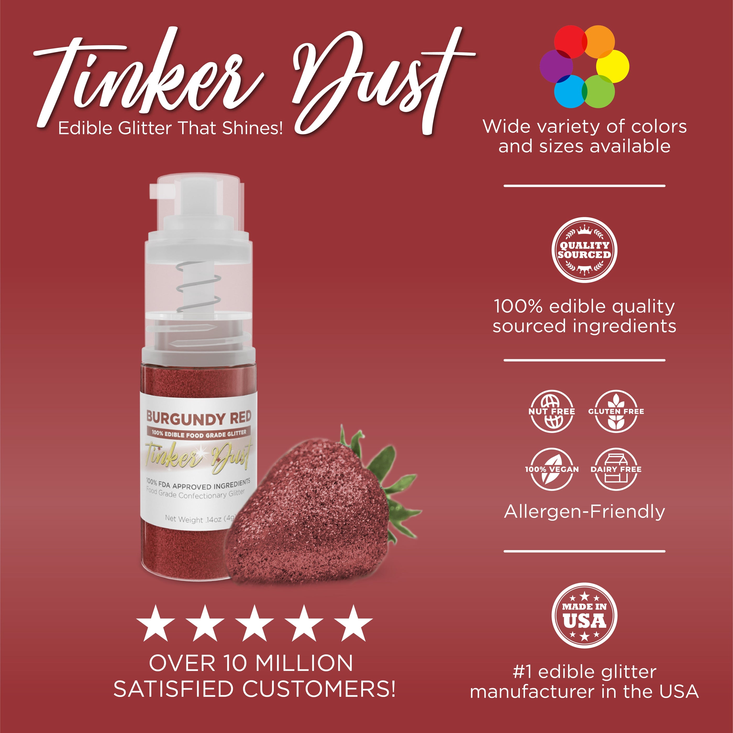 Burgundy Red Edible Glitter Spray 4g Pump | Tinker Dust® | Brew Glitter ...