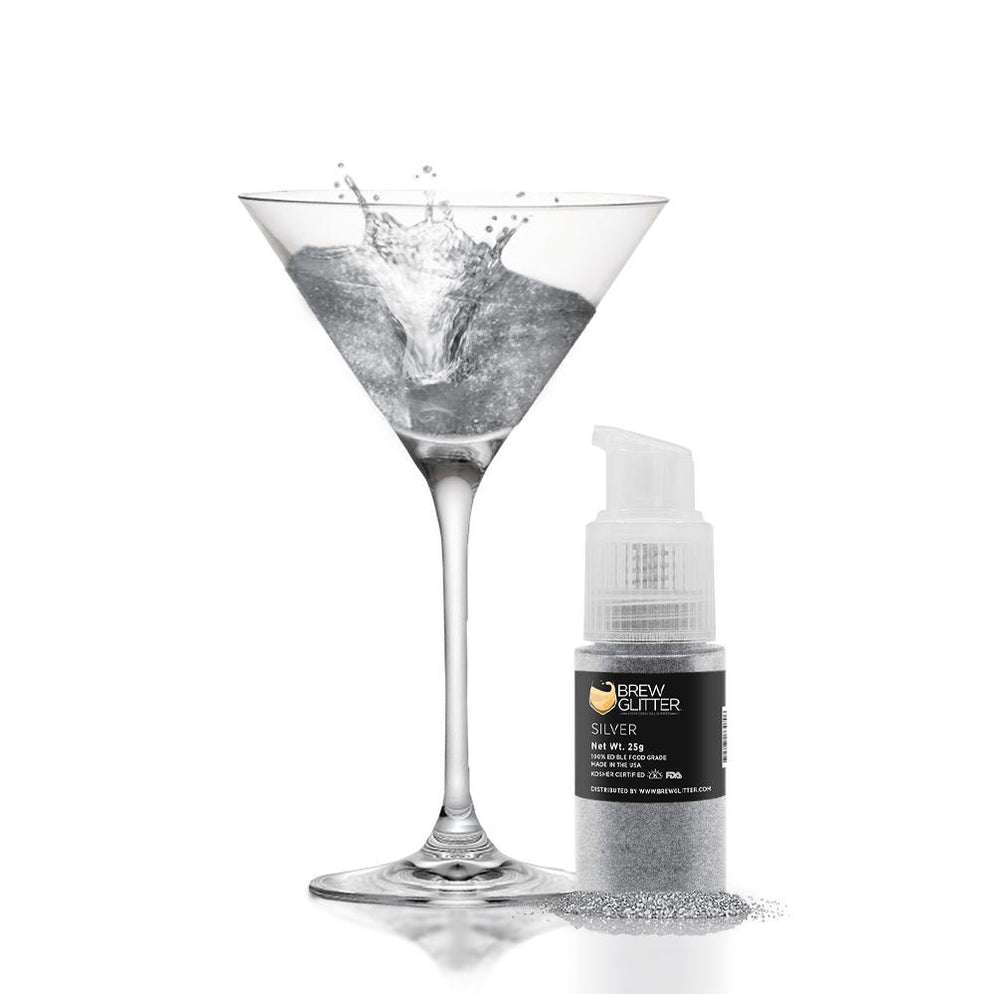 Silver Edible Cocktail Glitter Spray Action Pump | Brewglitter.com ...